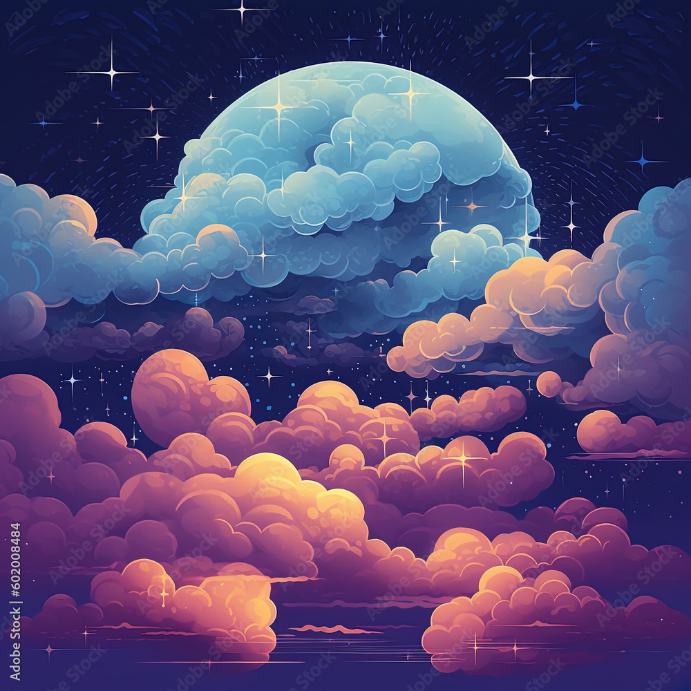 Cartoon style, Night background, Ai generated Stock Illustration ...