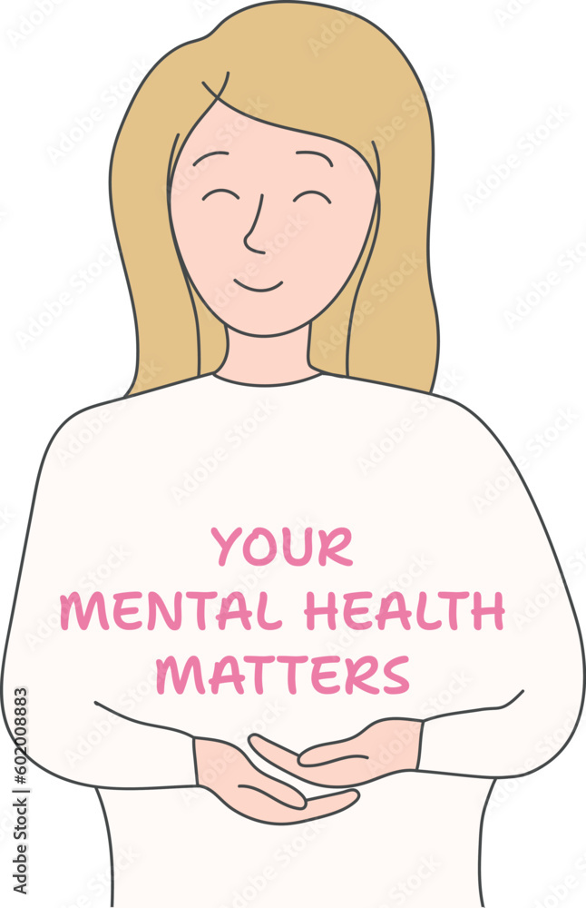 Smiling girl is holding a motivation phrase Your mental health matters ...