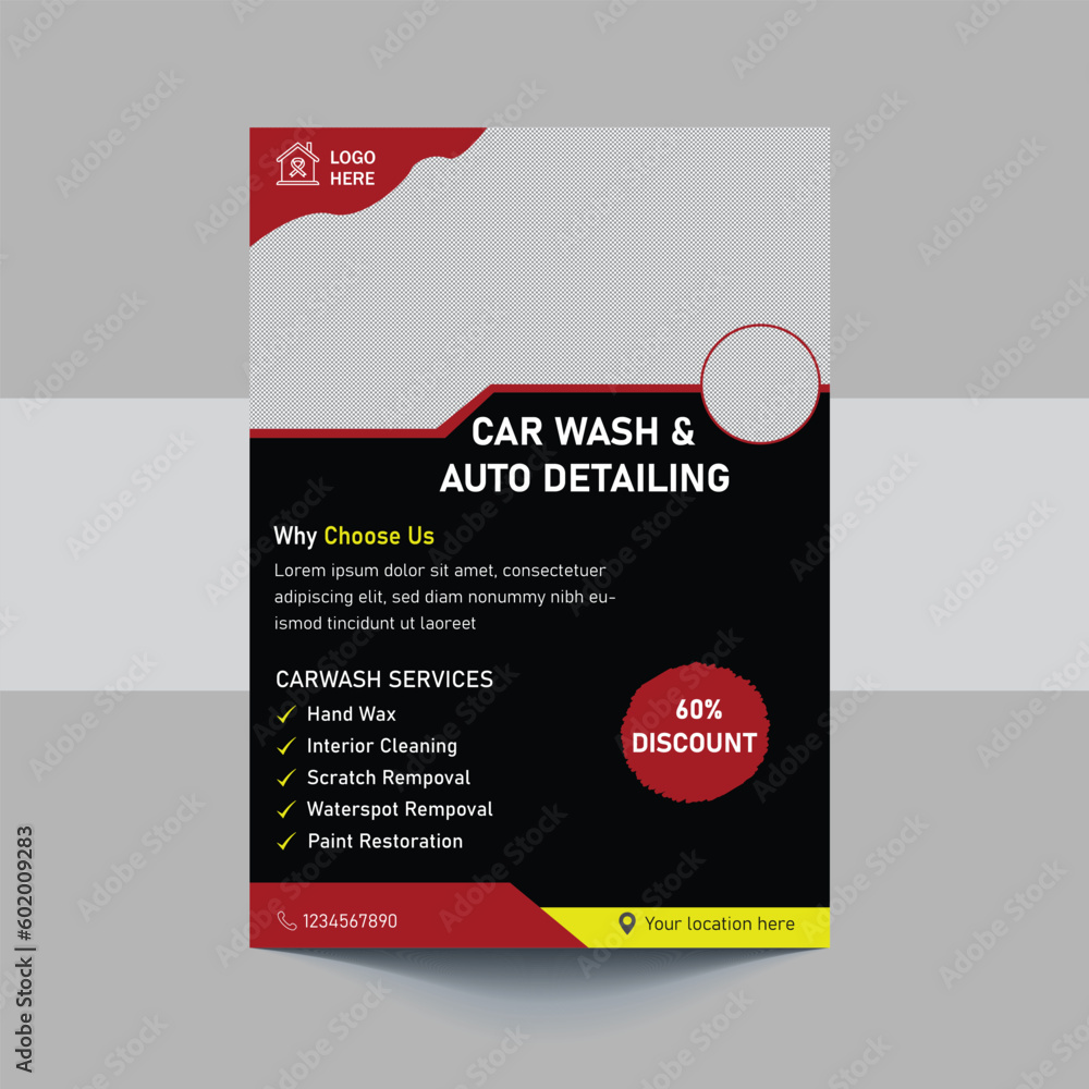 Car Wash Flyer, Car Cleaning Service Poster, a4 car wash service flyer ...