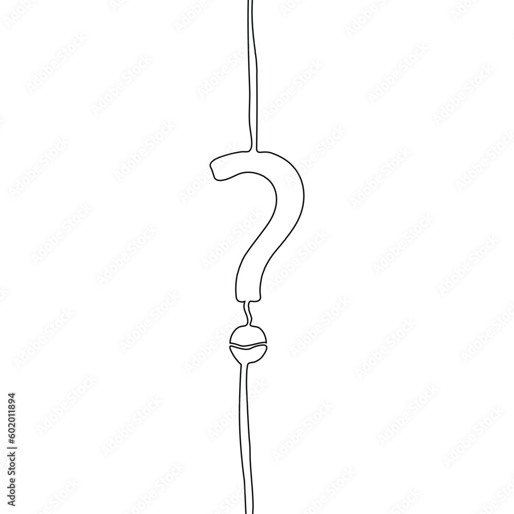 one line continuous hand drawn question mark in white background simple ...