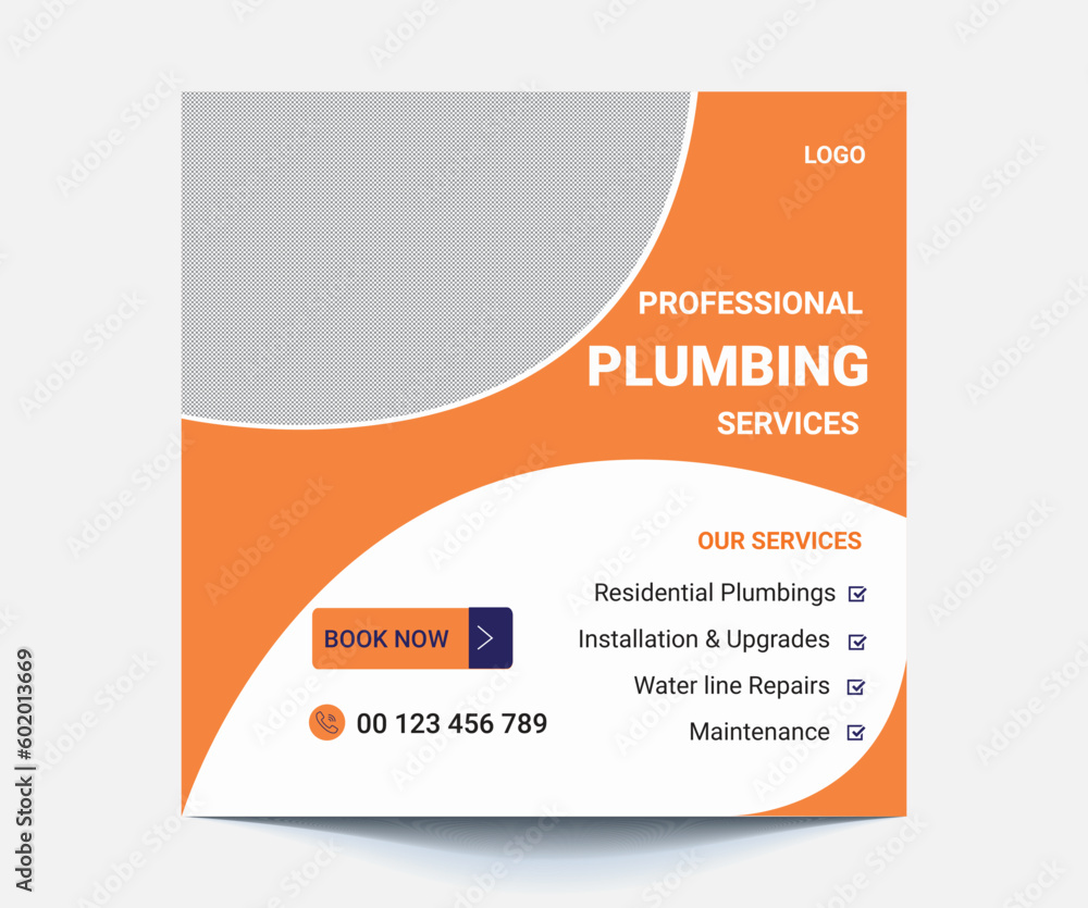 Plumbing service social media post design. Professional plumbing ...