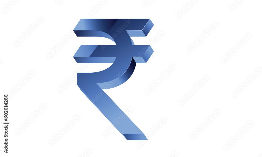 Indian rupee icon blue. 3D style vector format symbol. Rupee currency ...