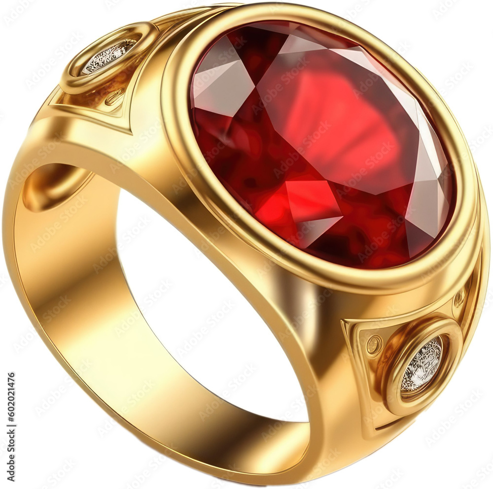 Illustration of a golden ruby ring with a red ruby ring and diamonds ...