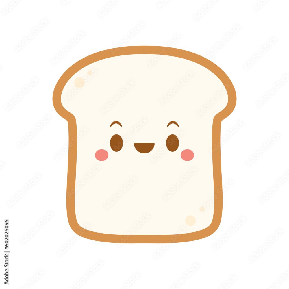 Bread Character Design Cute Funny Bread Toast Character Vector Flat