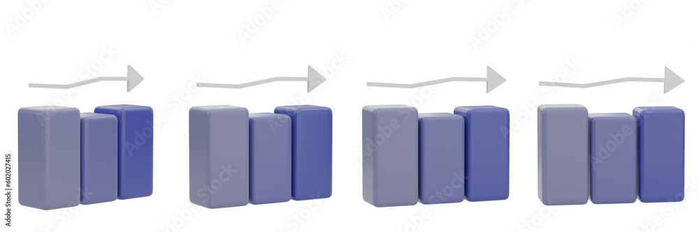 blue chart with arrow isolated on transparent background, PNG, 3d ...
