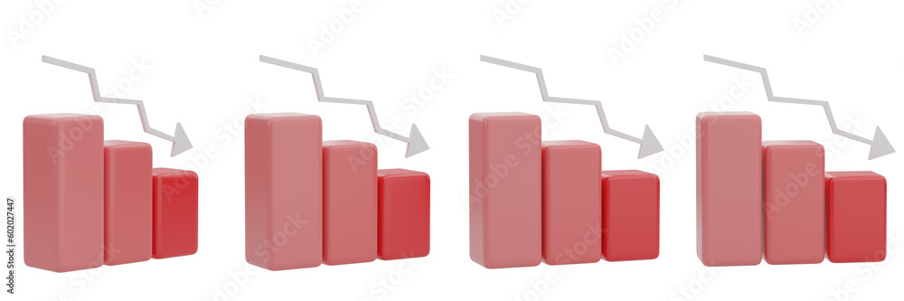 red chart with arrow isolated on transparent background, PNG, 3d render ...