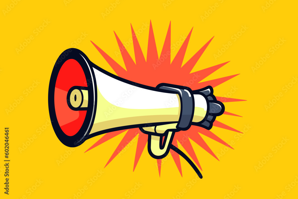 Vetor de Doodle inspired Megaphone, cartoon sticker, sketch, vector ...