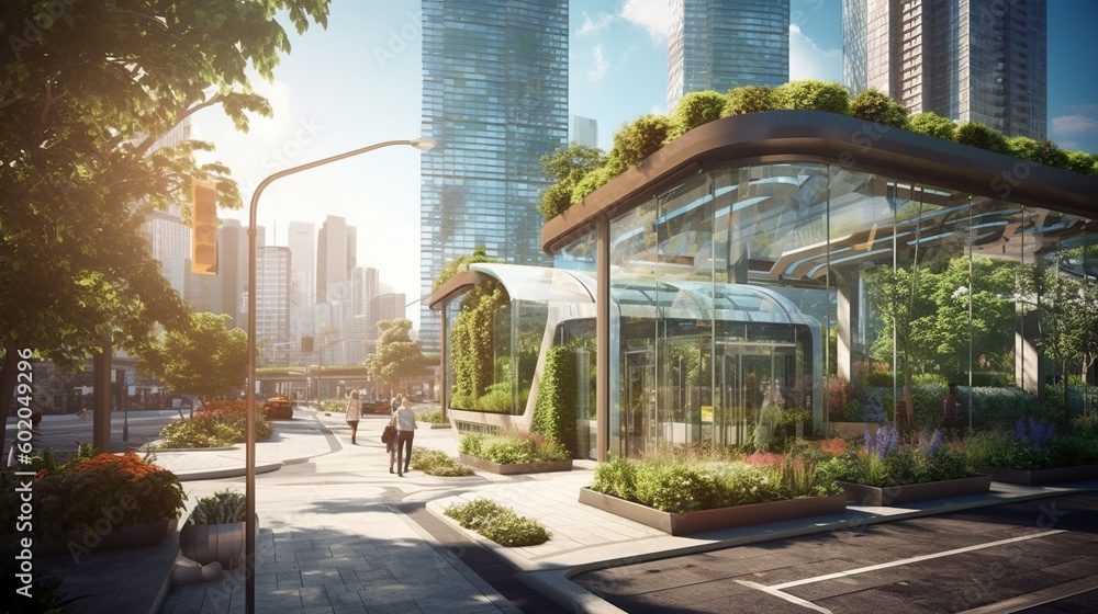 Carbon neutral biofuel stations. Environment, protection, green world ...