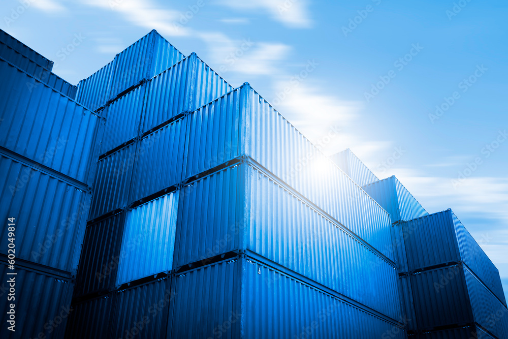 Row of Stacked Containers Cargo Shipping. Handling of Logistics ...