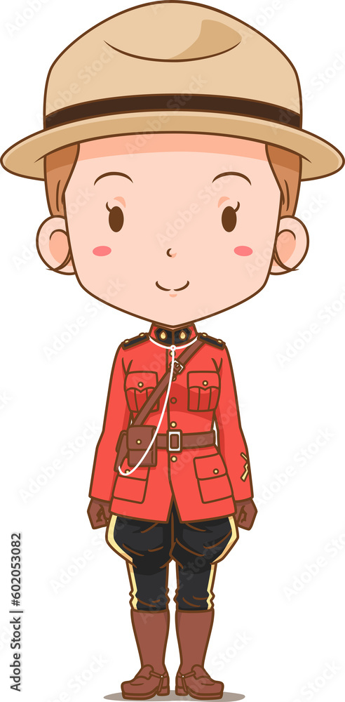 Cartoon character of Canadian female police officer. Royal Canadian ...
