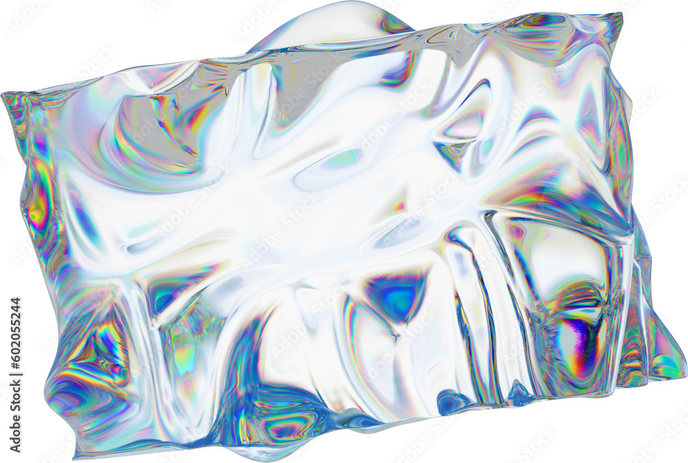 Abstract 3d glass cube shape with dispersion, colorful 3d holographic ...