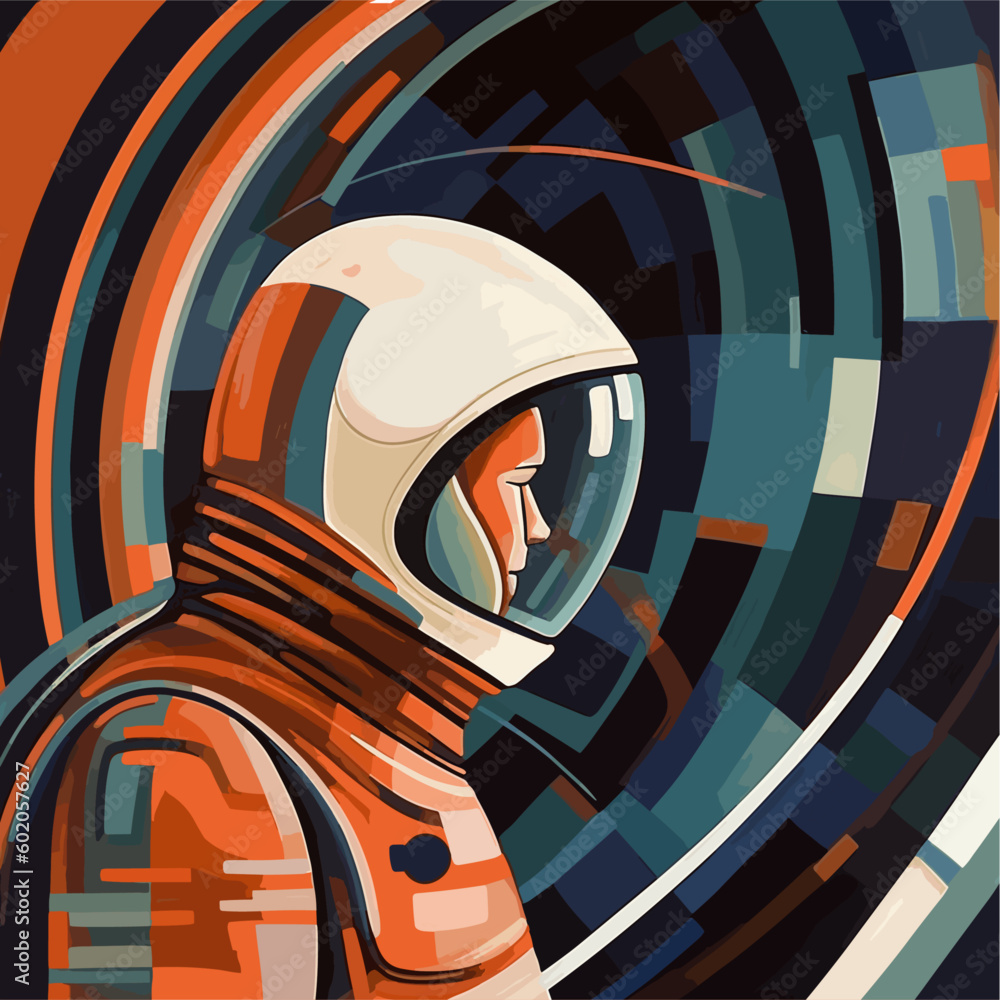Astral exploration, Vector illustration of an astronaut gracefully ... Astral exploration, Vector illustration of an astronaut gracefully ...