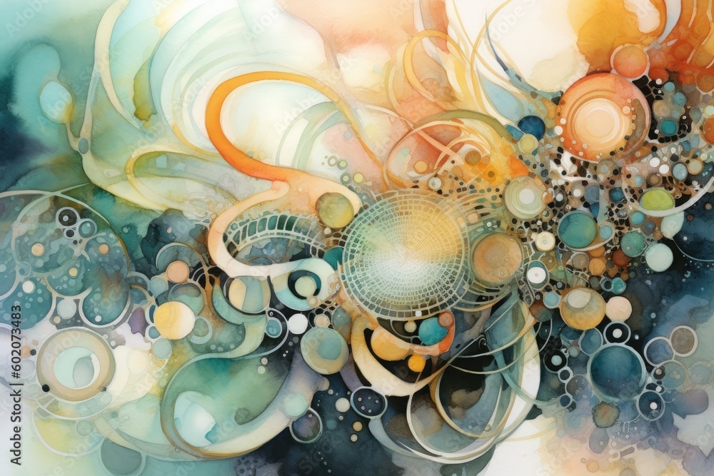 Abstract watercolor painting with bold geometric shapes and contrasting ...