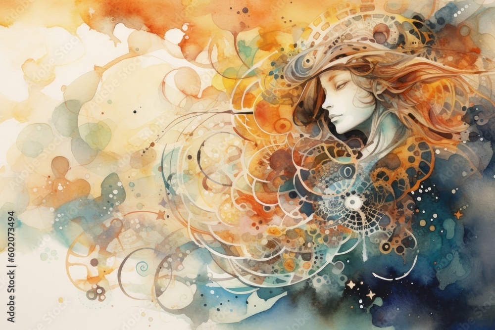 Abstract watercolor painting with bold geometric shapes and contrasting ...