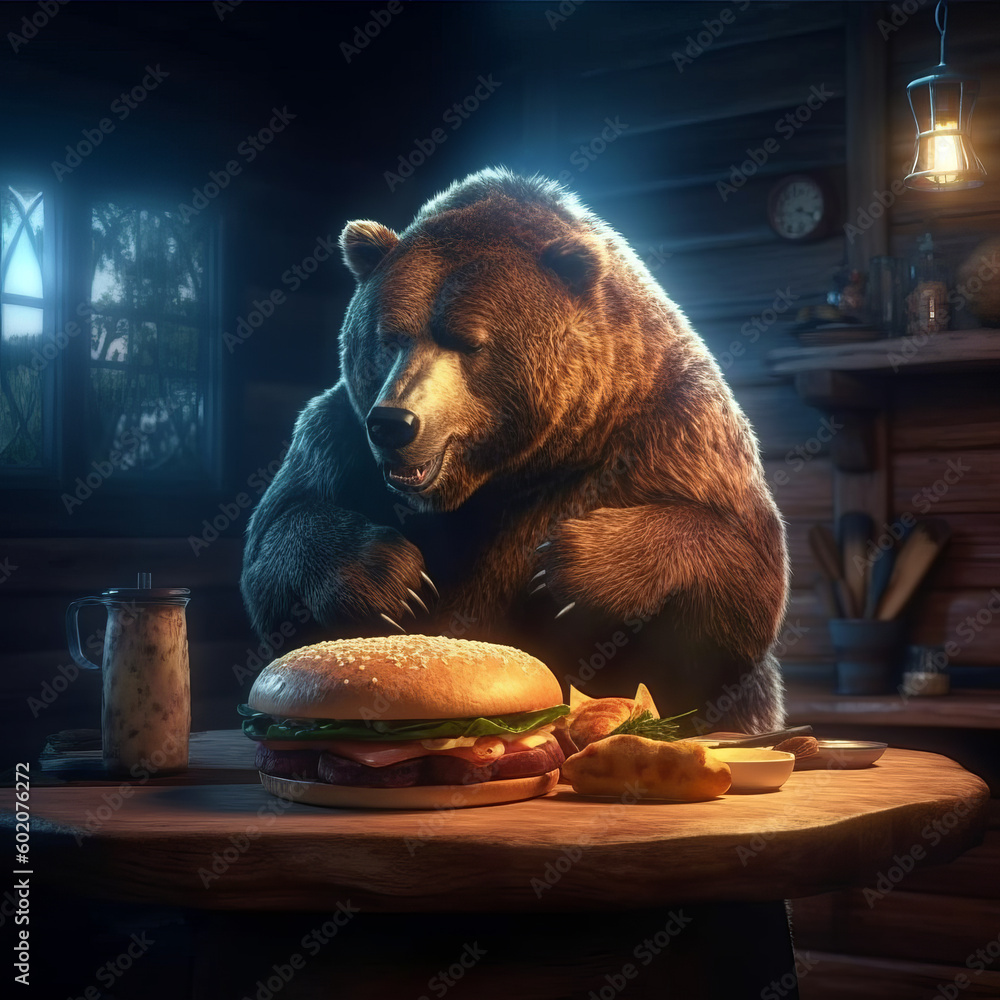 Behold the Mighty Hunger of a Massive Bear in a Bar, Gazing at a ...