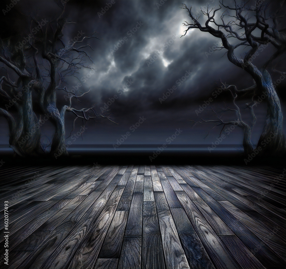 dark night time background with wood floor Stock Illustration | Adobe Stock