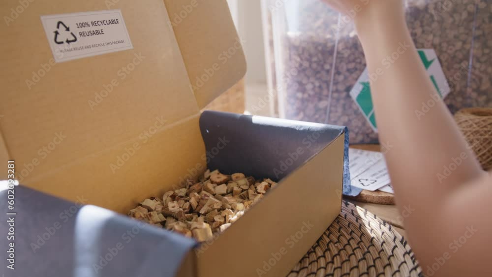 Eco vendor go green packaging parcel carton box in net zero waste store ...