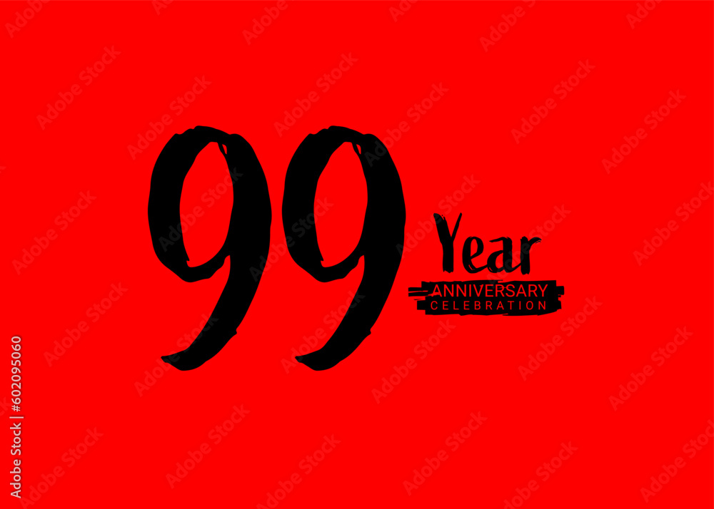 99 Years Anniversary Celebration logo on red background, 99 number logo ...