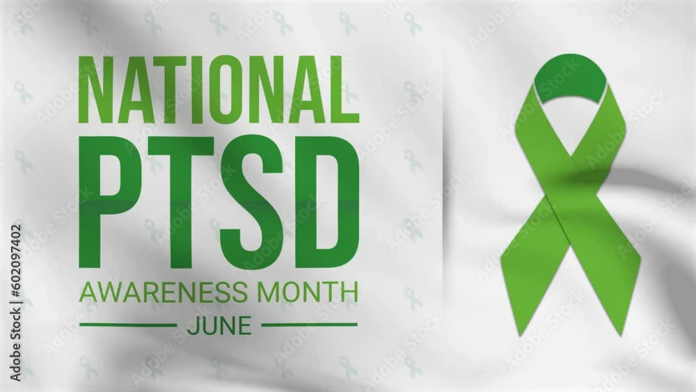 National PTSD Awareness Month 4k waving animation. Post Traumatic ...
