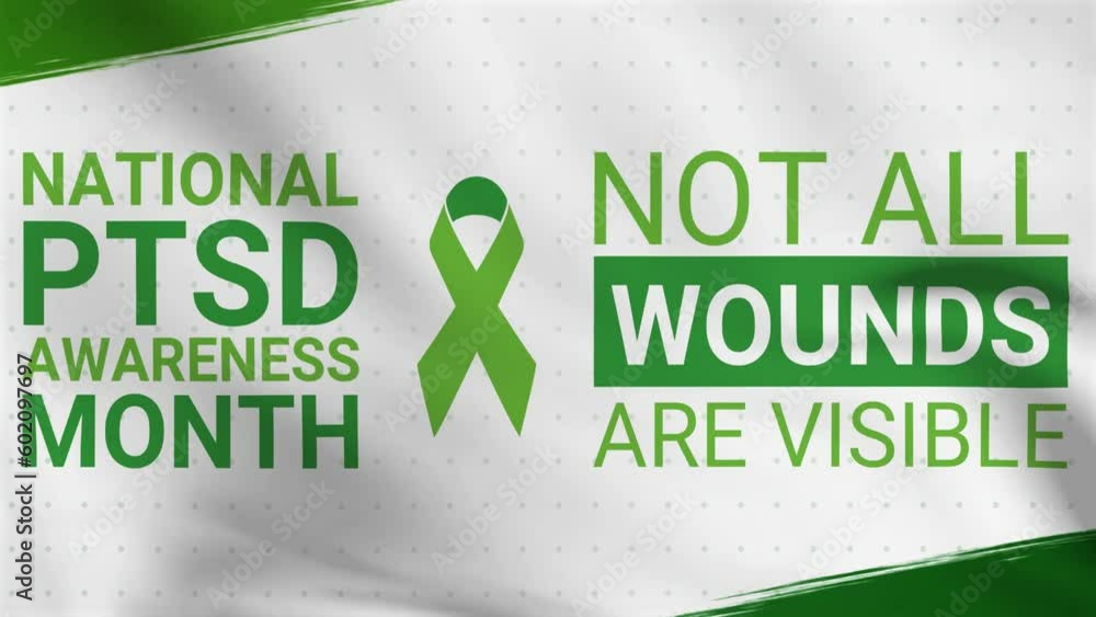 National PTSD Awareness Month in June 4k video waving animation. Not ...