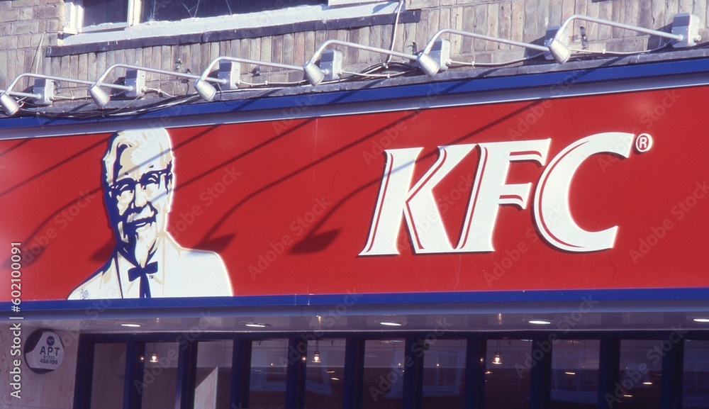 Signage outside a branch of the Kentucky Fried Chicken chain at Ashford ...