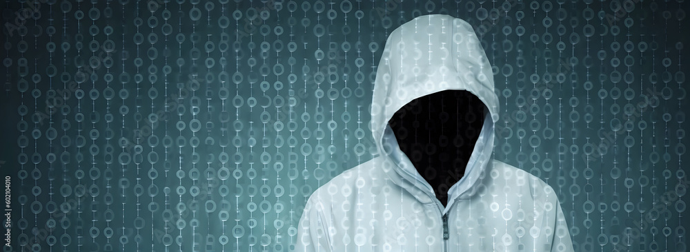 Hacker without face. Concept of dark web, hacking cybersecurity. AI ...
