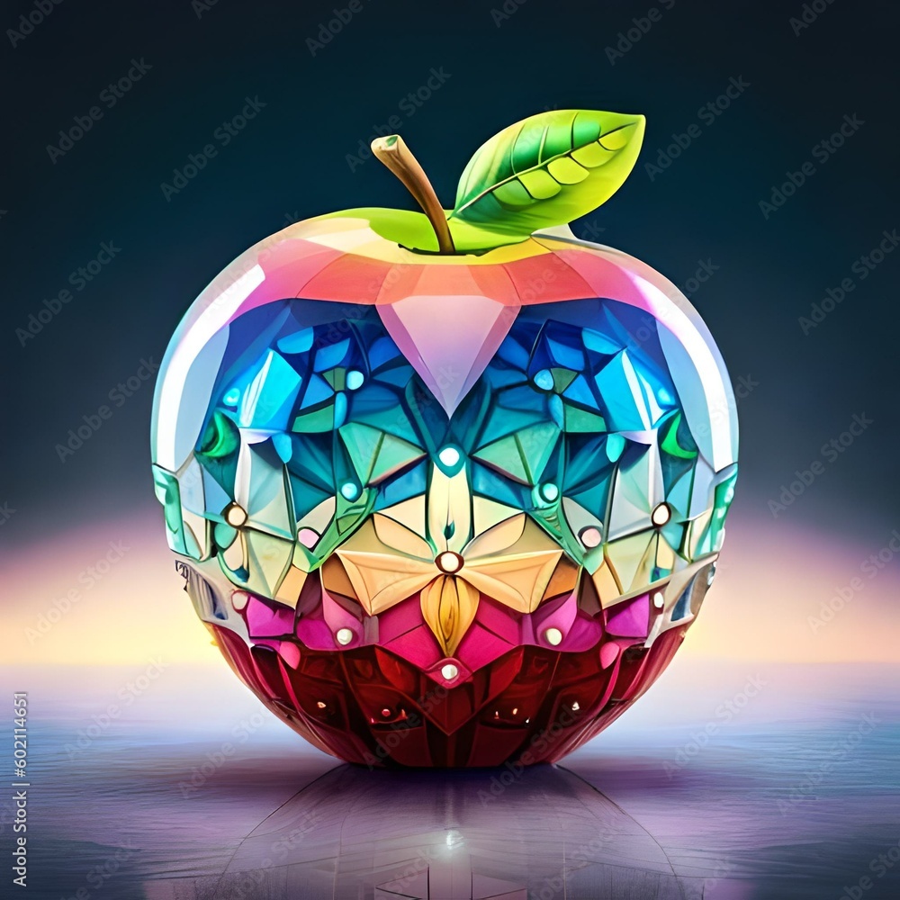 Apple Swarovski Figurine, beautiful apple made of colorful crystal ...
