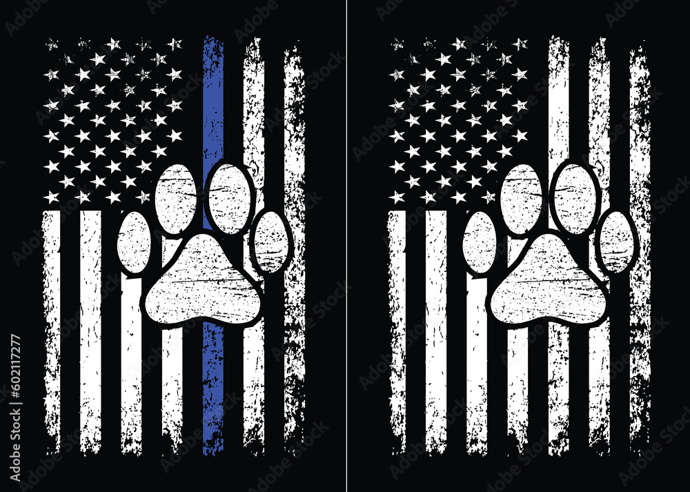 Thin Blue Line K9 Dog Paw Design Stock Vector | Adobe Stock