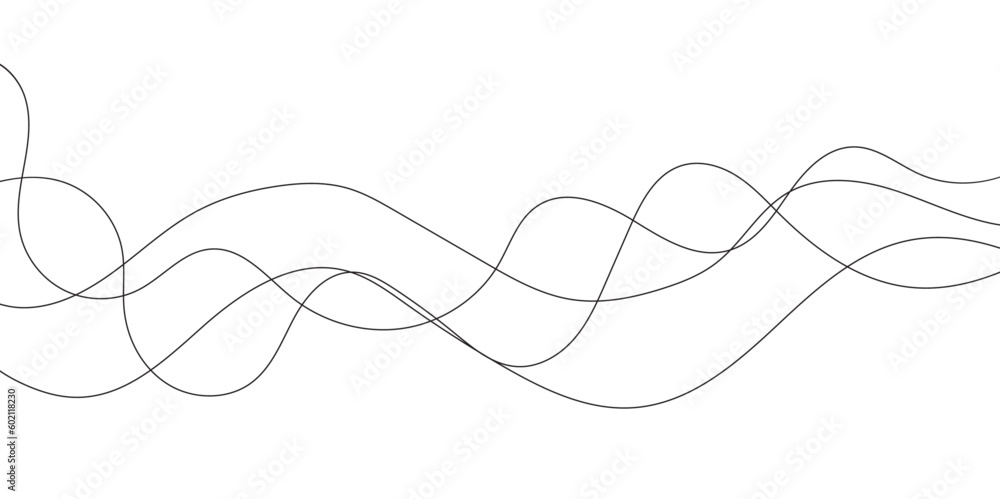 Abstract wavy black wavy curved line on transparent background ...