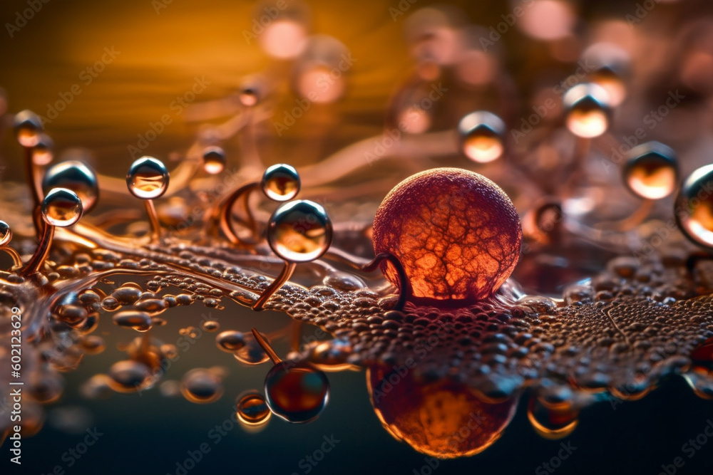 A close-up of bacteria in a water droplet, showing their interaction ...