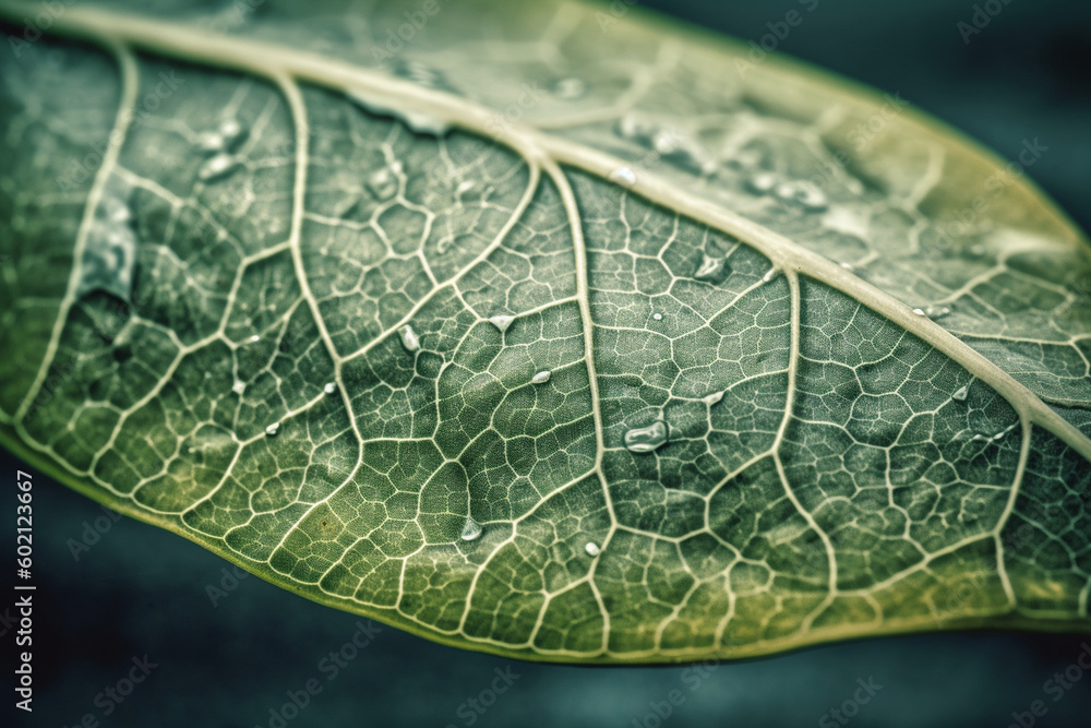 A photo of bacteria on the surface of a leaf, with the veins and ...