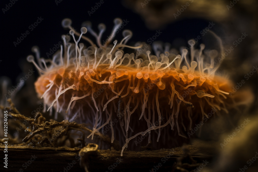 A photo of bacteria on the surface of a mushroom, highlighting the role ...