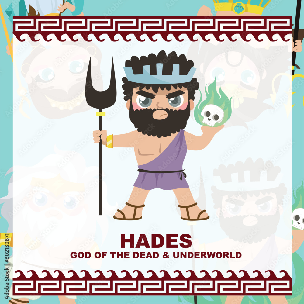 Cute illustration of Hades God of the dead and underworld. Greek God ...