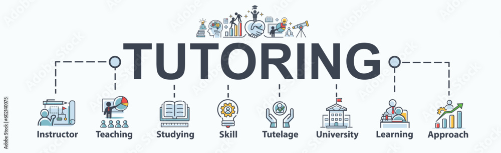 Tutoring banner web icon for self-development, instructor, teaching ...
