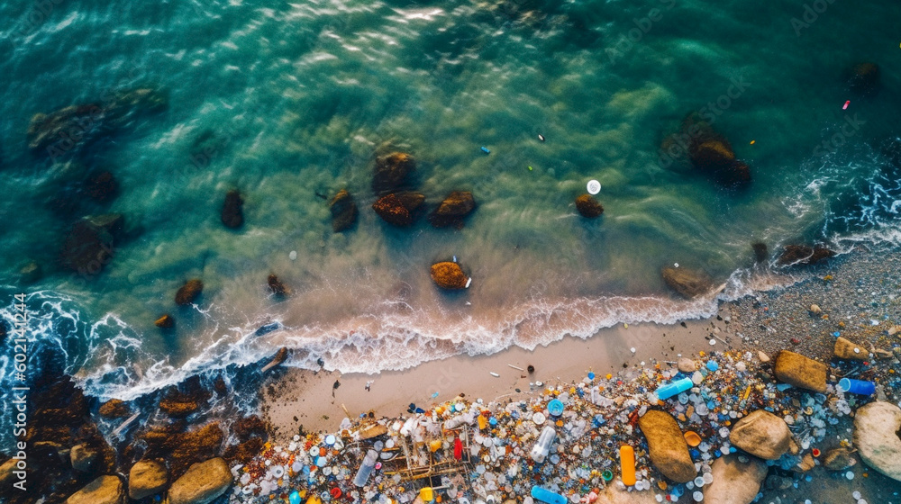 A shocking and sad photo of the ocean with plastic pollution, taken ...