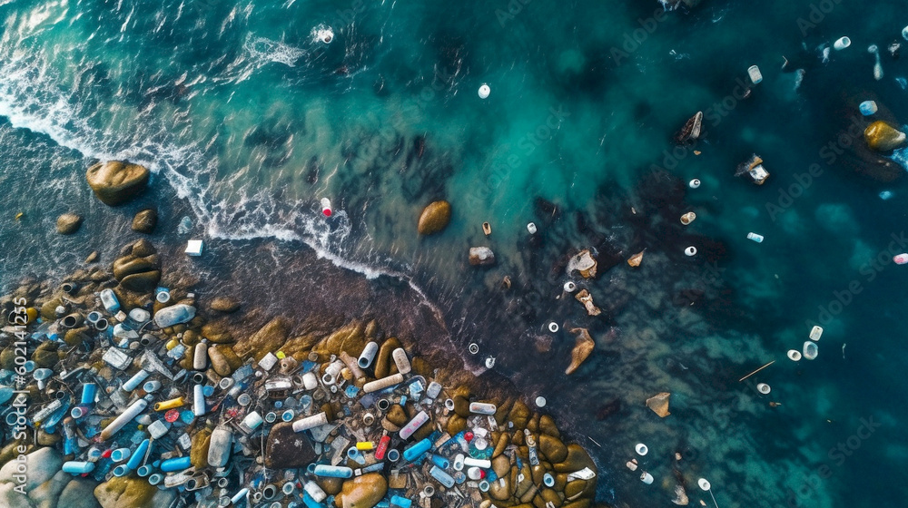 A shocking and sad photo of the ocean with plastic pollution, taken ...
