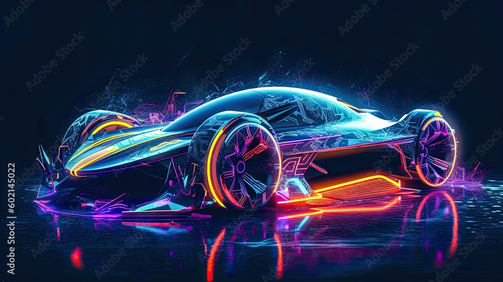 Futuristic Concept Future Illustration High Technology Car Design with ...