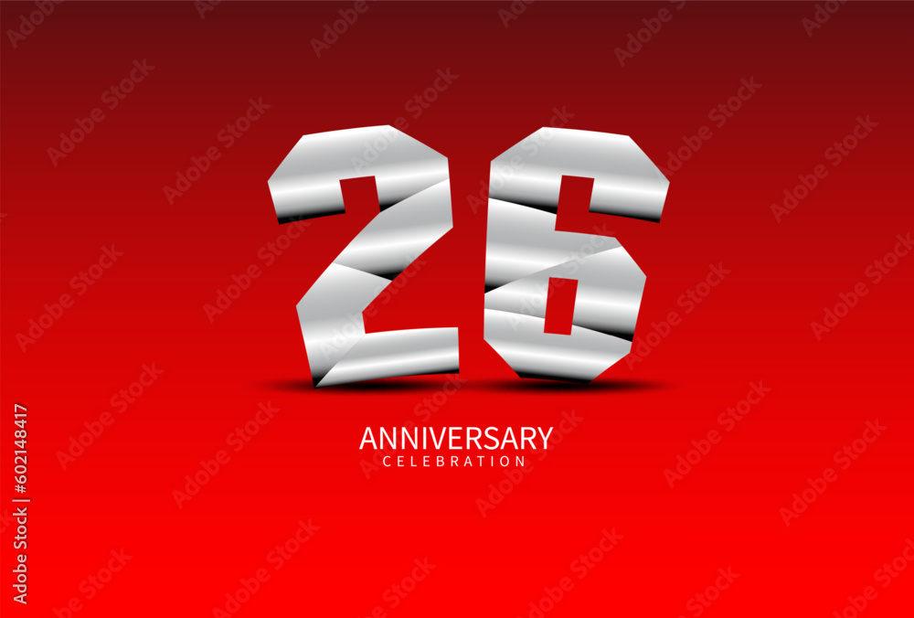 Vetor de 26 Year Anniversary Celebration Logo silver vector, 26 Number ...