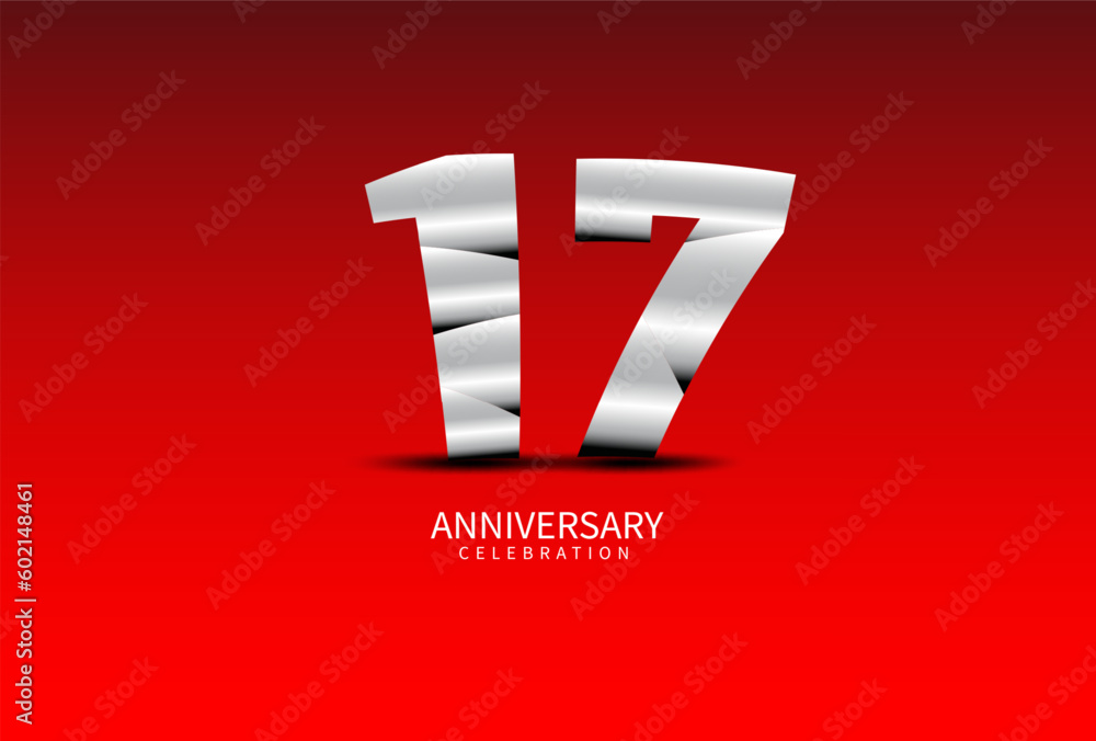 Vetor de 17 Year Anniversary Celebration Logo silver vector, 17 Number ...