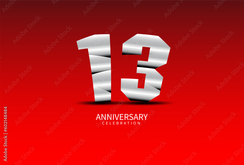 13 Year Anniversary Celebration Logo silver vector, 13 Number Design ...