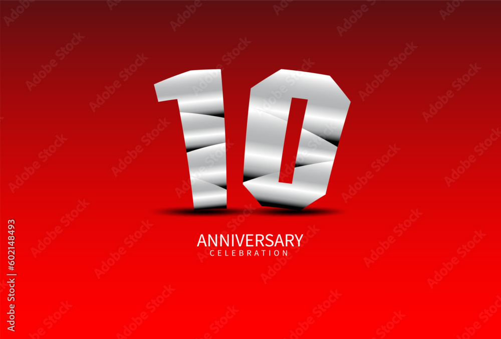 10 Year Anniversary Celebration Logo silver vector, 10 Number Design ...