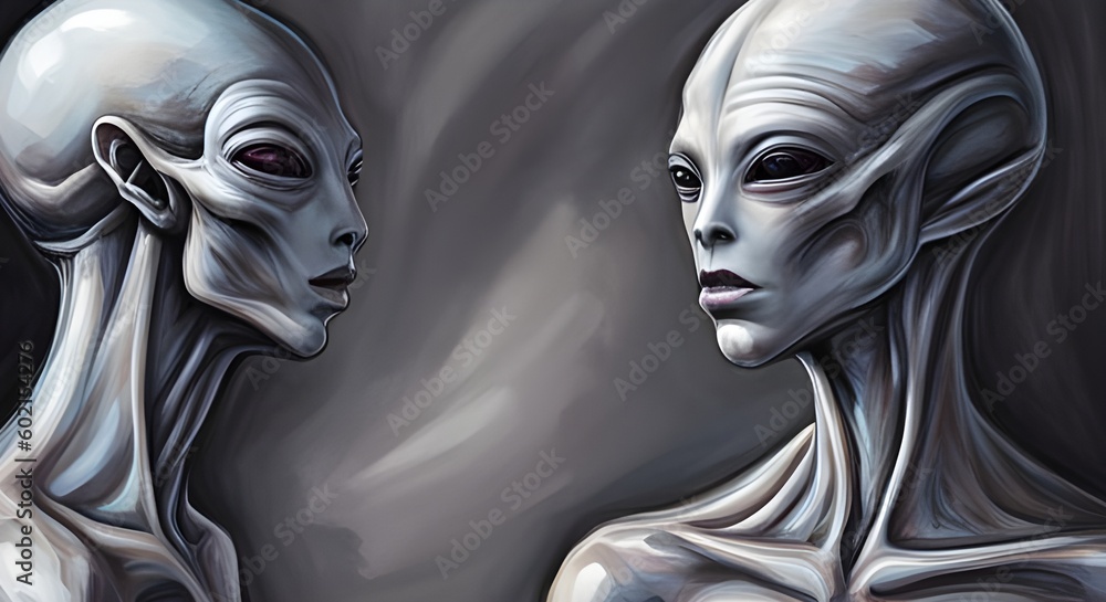 AI Generative art paintings of aliens Stock Illustration | Adobe Stock