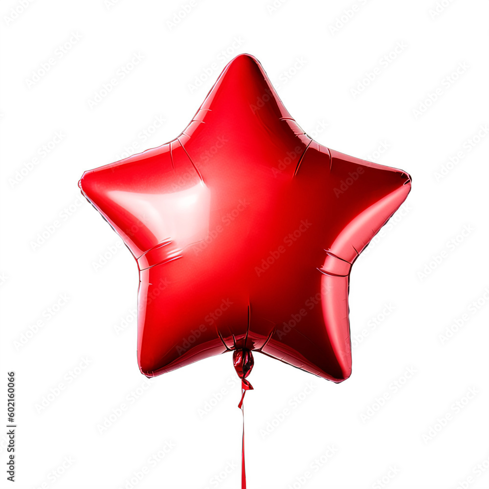 A red star balloon on a black background isolated on a transparent ...