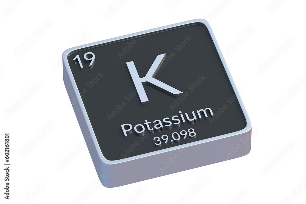 Potassium K chemical element of periodic table isolated on white ...
