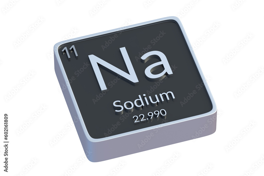 Sodium Na chemical element of periodic table isolated on white ...