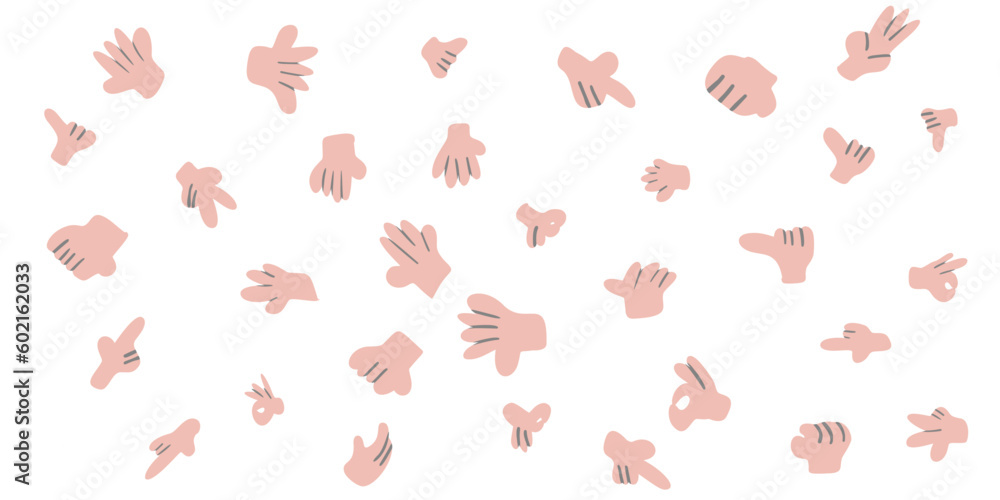 Mascot hand gestures. Cartoon arm poses, comic character isolated hands ...