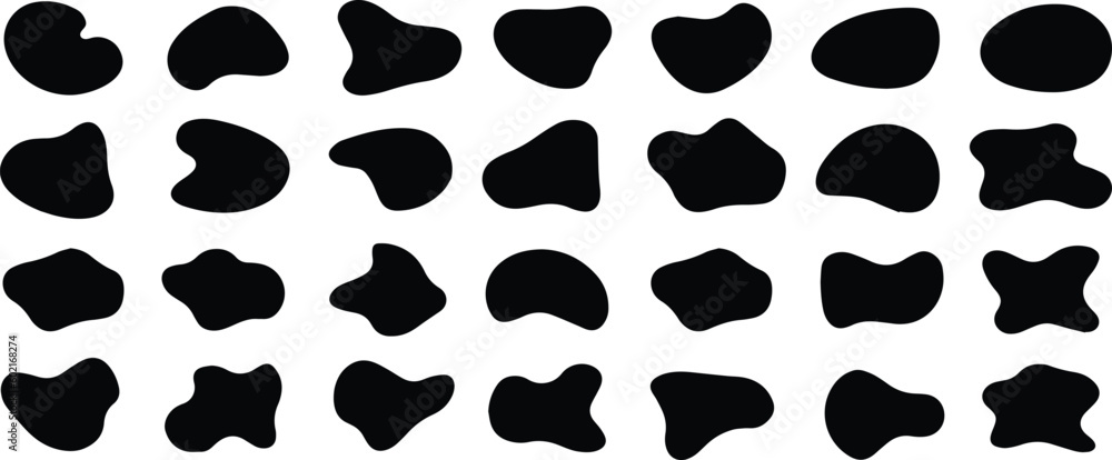Blotch shapes. Blob shape set. Abstract forms for liquid black blotch ...