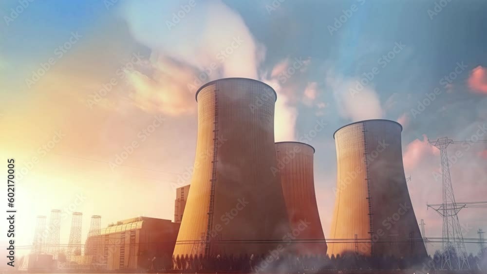 Nuclear power plant generates clean energy through nuclear. Safe and ...