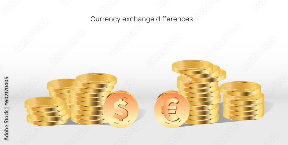 us dollar vs euro value exchange rate comparision illustration with ...