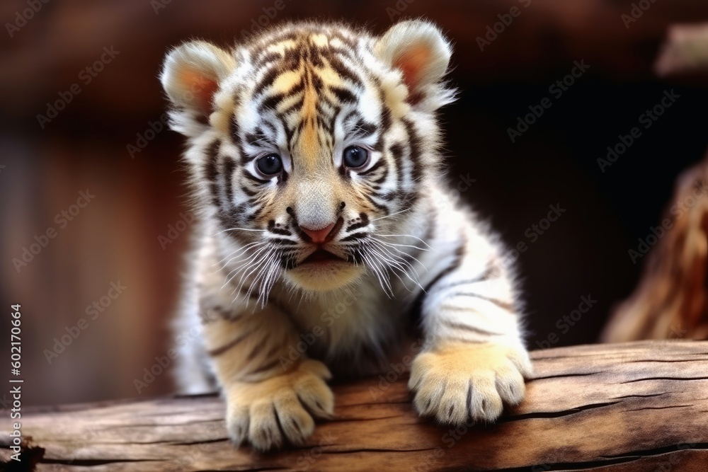 Cute little tiger baby created with generative AI technology. Stock ...